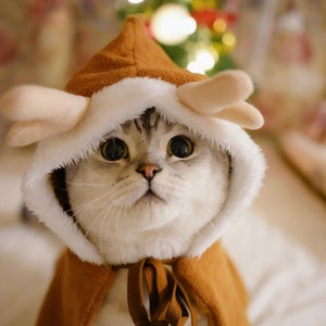 Elk Polar-fleece Cute Cat Cloak, Christmas Pet Costume Cloak, Kitty ...