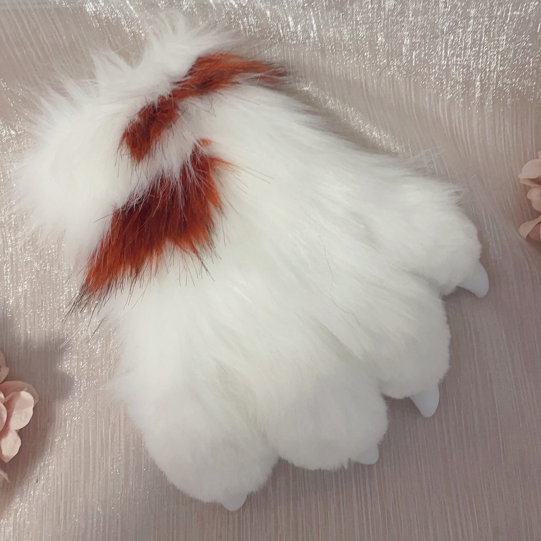 White Rust Orange Furry Paw Gloves Fursuit Paws Cat Dog Bear Fox Wolf ...