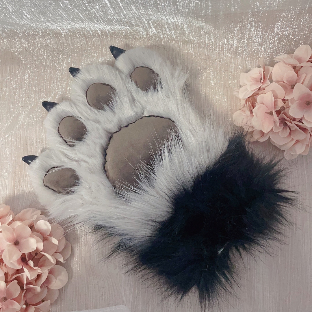 Gray and Black Furry Paw Gloves Fursuit Paws Cat Dog Bear Fox - Etsy ...