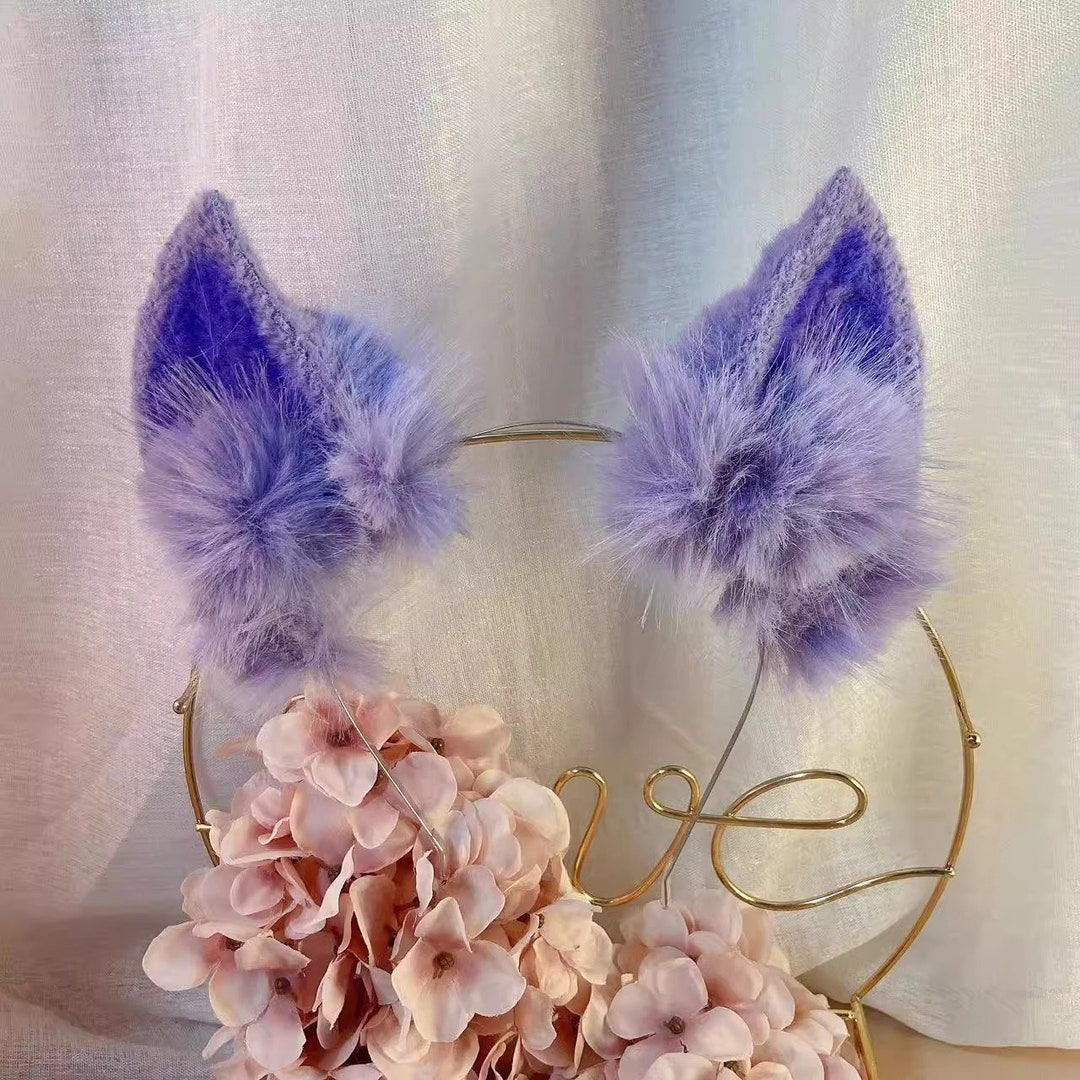 Lavender Wolf Ears Headband Hairclips Animal Costume Headpiece - Etsy