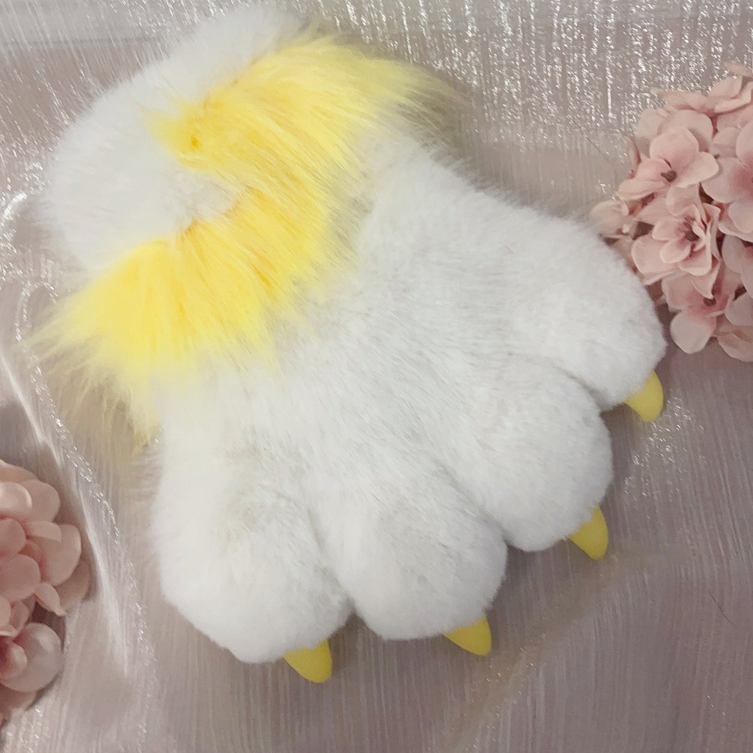 Beige Yellow Furry Paw Gloves Fursuit Paws Cat Dog Bear Fox Wolf Paw ...