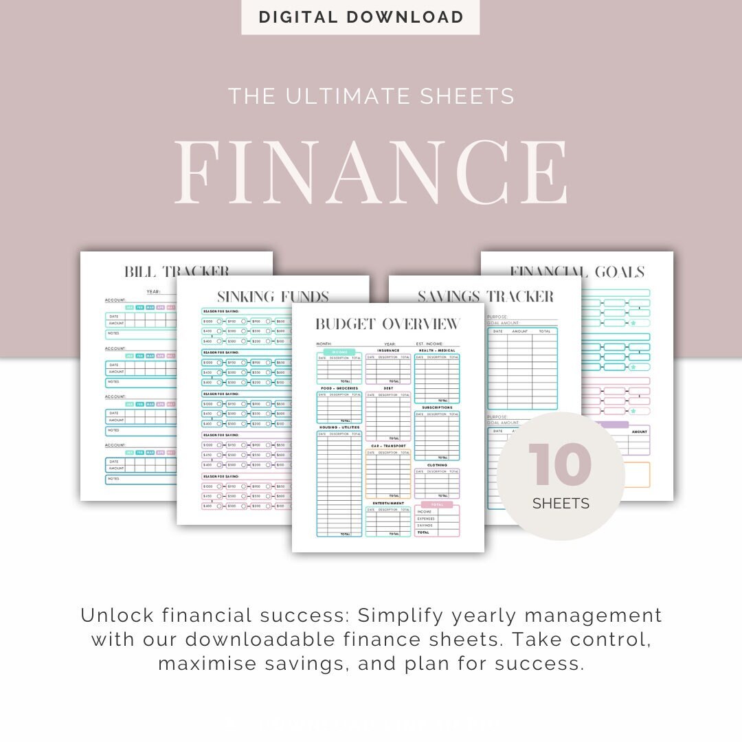 Printable Finance Tracker - Budget Planner Spreadsheet - Personal ...
