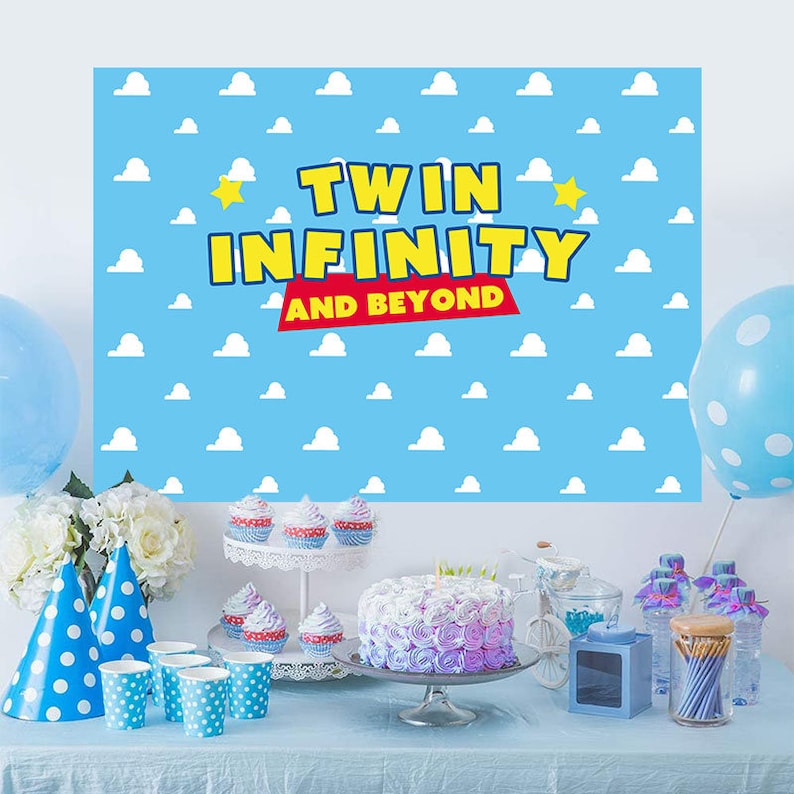 Blue Sky Twin Infinity and Beyond Theme Birthday Party Decoration Decor Banner - Etsy