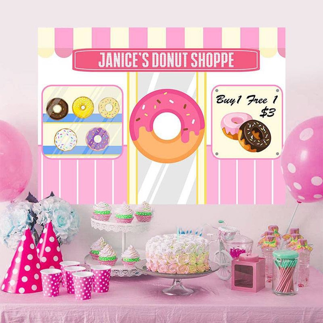 Donut Shoppe Pink Theme Birthday Party Decoration Decor Banner - Etsy