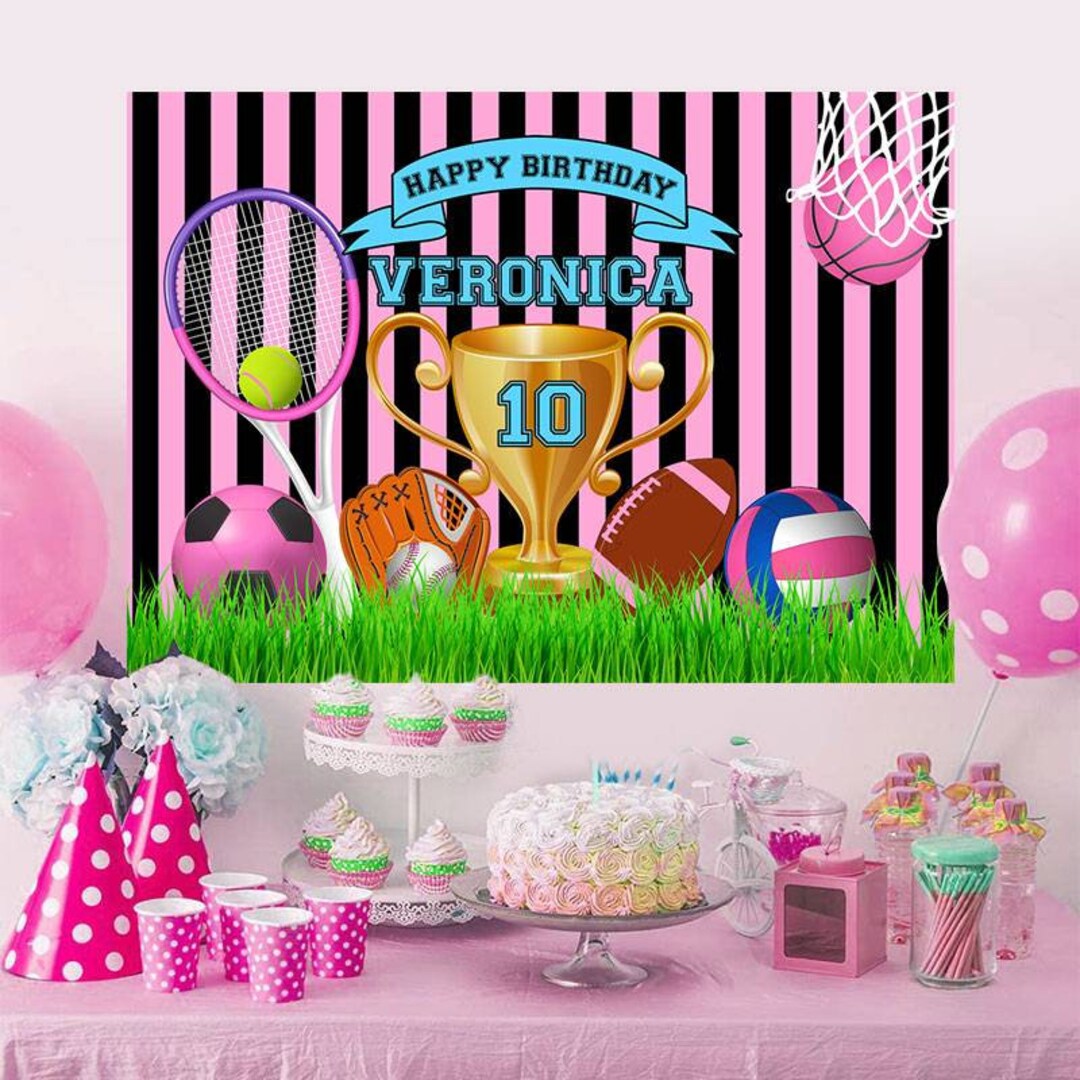 Girl Ball Sport Pink Theme Birthday Party Decoration Banner - Etsy