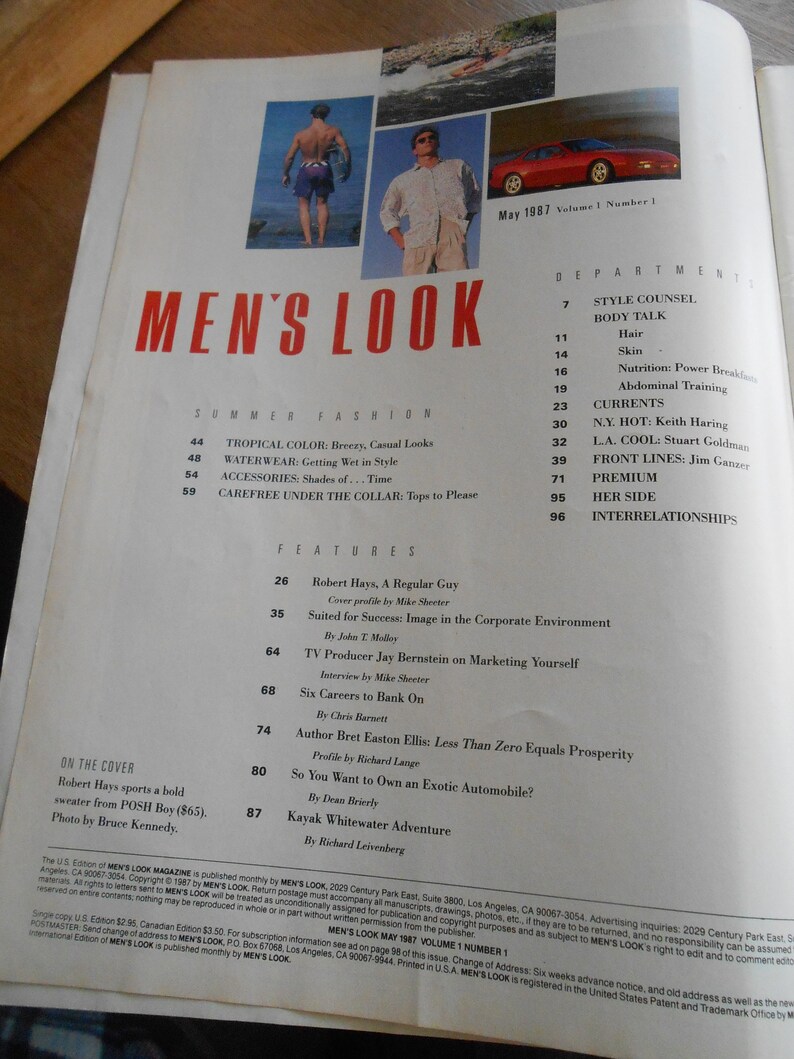 RARE? Vintage (may 1987, Premiere Issue, Vol. #1, Issue #1) 'MEN'S LOOK ...