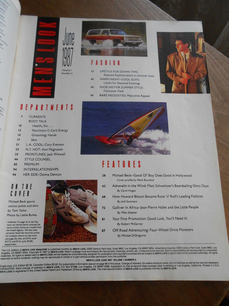 RARE Vintage june 1987 Vol. 1 Issue. 2 'MEN'S - Etsy