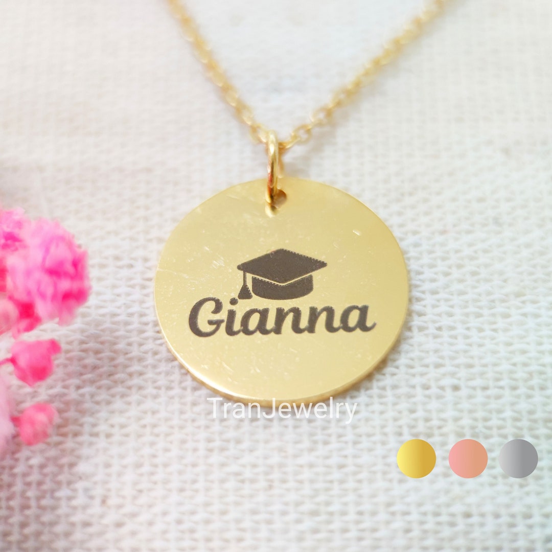 Graduation Name Necklace University Necklace College Necklace Engraved ...