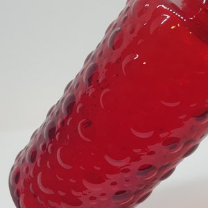 Vintage Red Mid Century Bubble Glass Vase, Hobnail Burgundy Red German ...