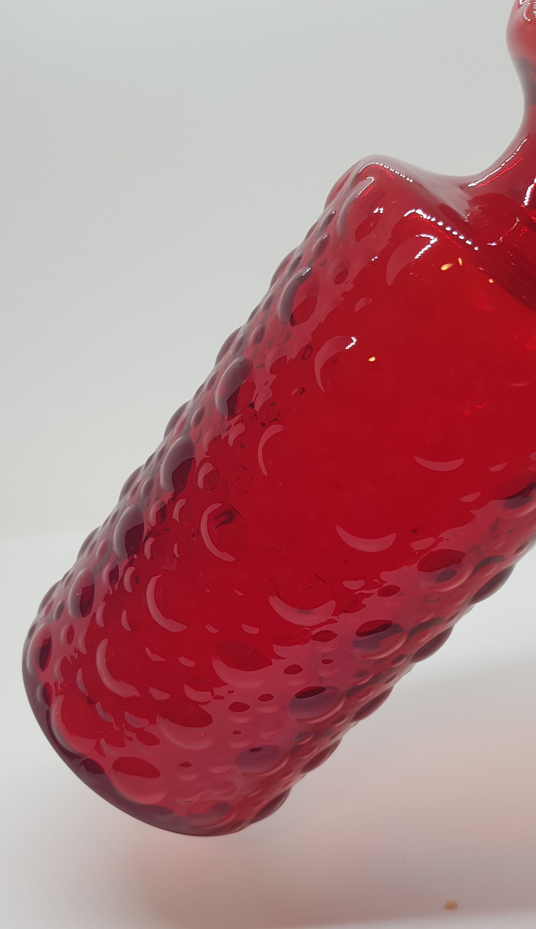 Vintage Red Mid Century Bubble Glass Vase, Hobnail Burgundy Red German ...