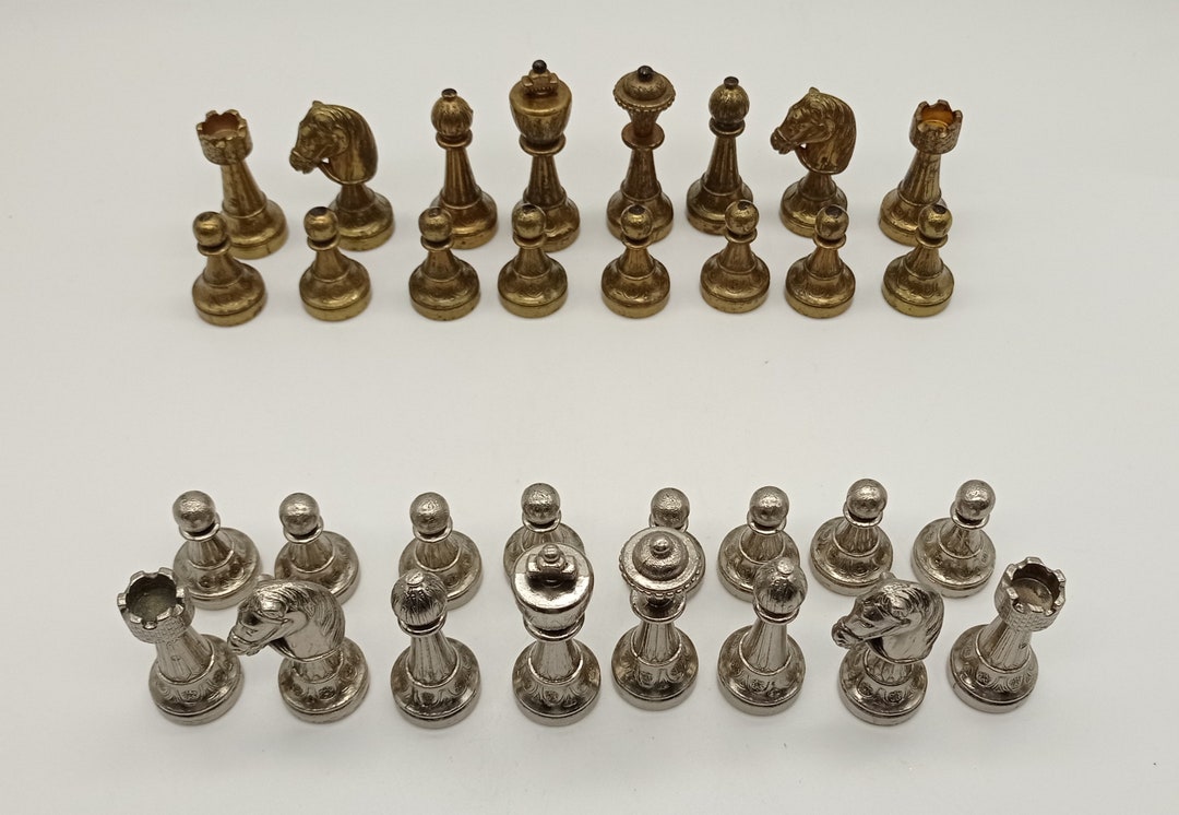 Vintage Brass and Nickel Chess Set, Finnesburg Series Chessmen, Classic ...