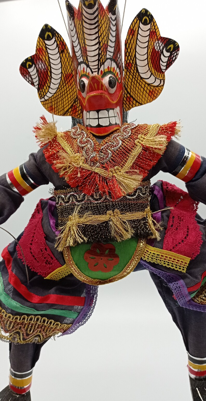 Vintage Kandyan Devil Dancer Puppet, Wooden Theatre Doll From Sri Lanka ...