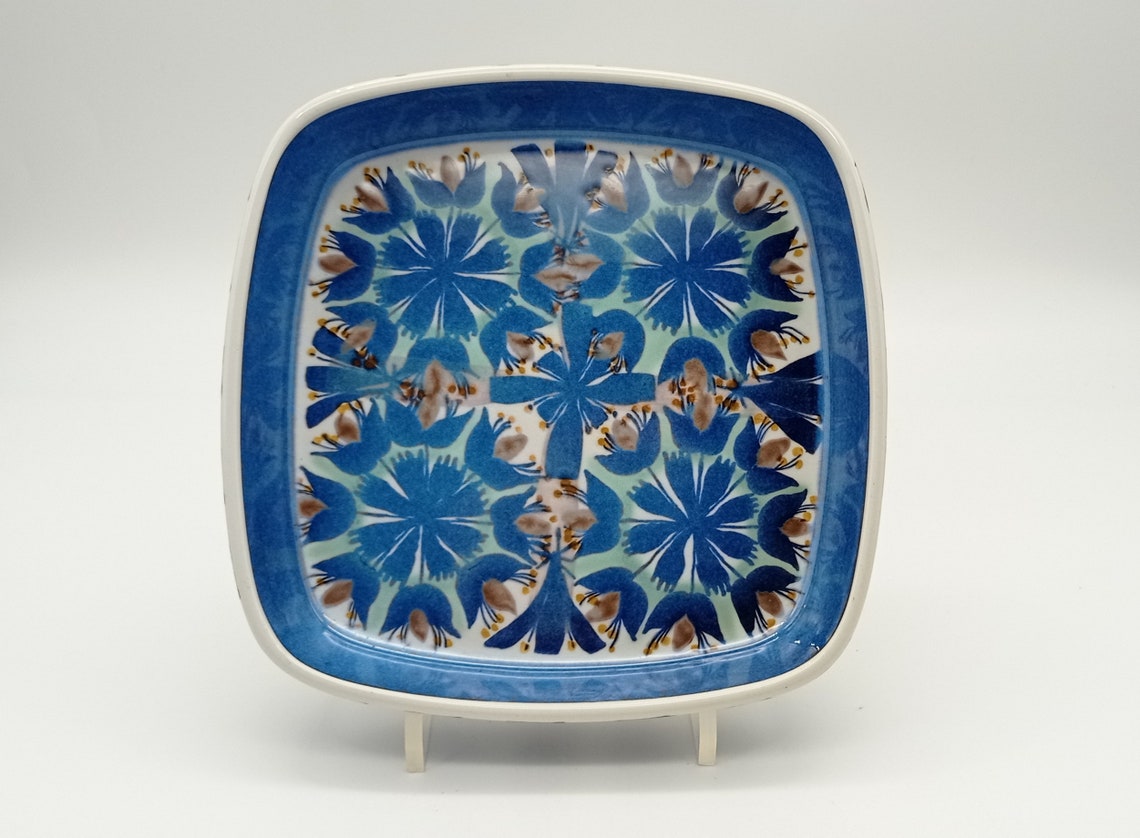 Vintage Royal Copenhagen Ceramic Plate, Multicoloured Square Dish ...