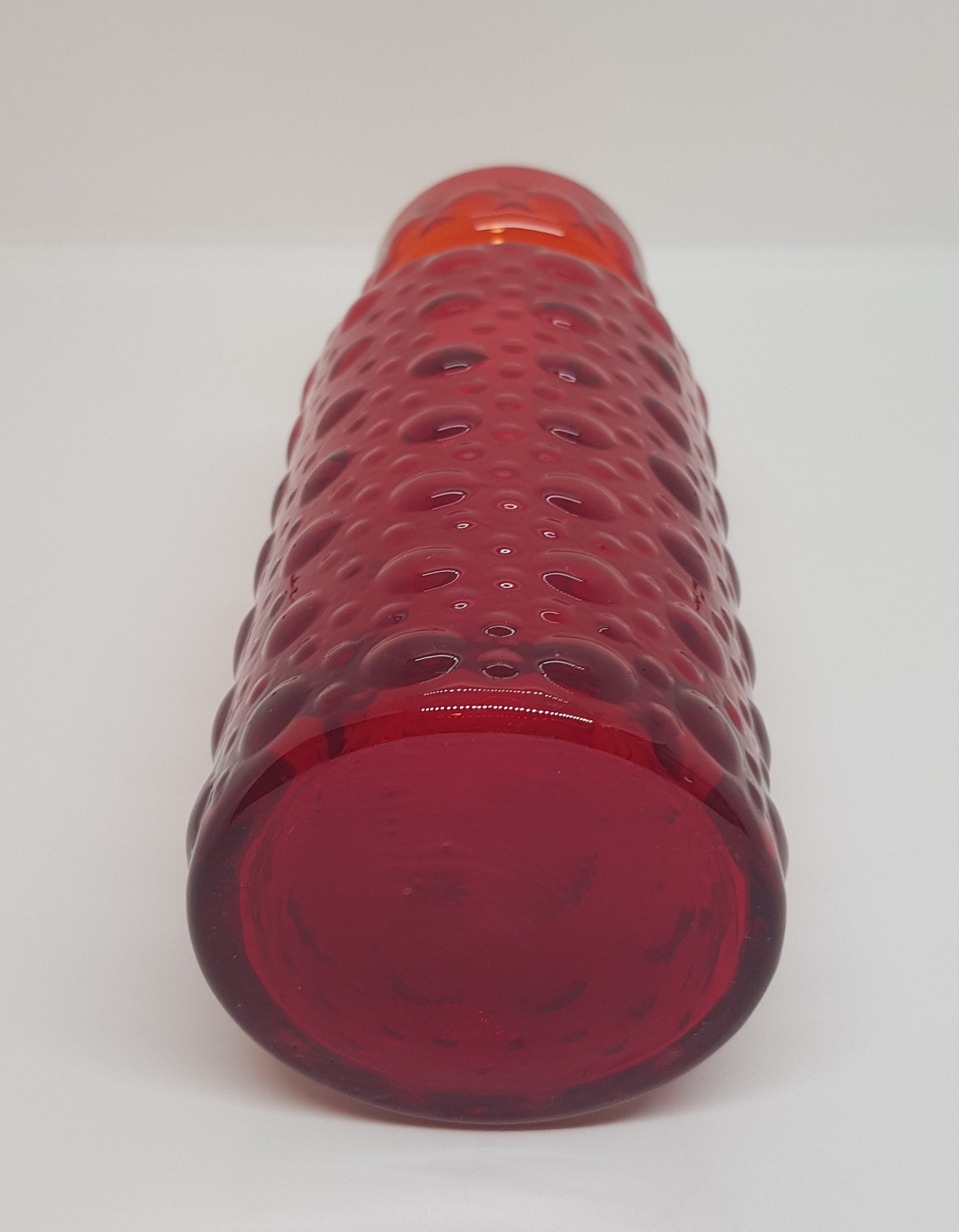 Vintage Red Mid Century Bubble Glass Vase, Hobnail Burgundy Red German ...