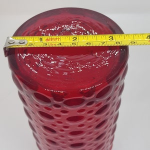 Vintage Red Mid Century Bubble Glass Vase, Hobnail Burgundy Red German ...