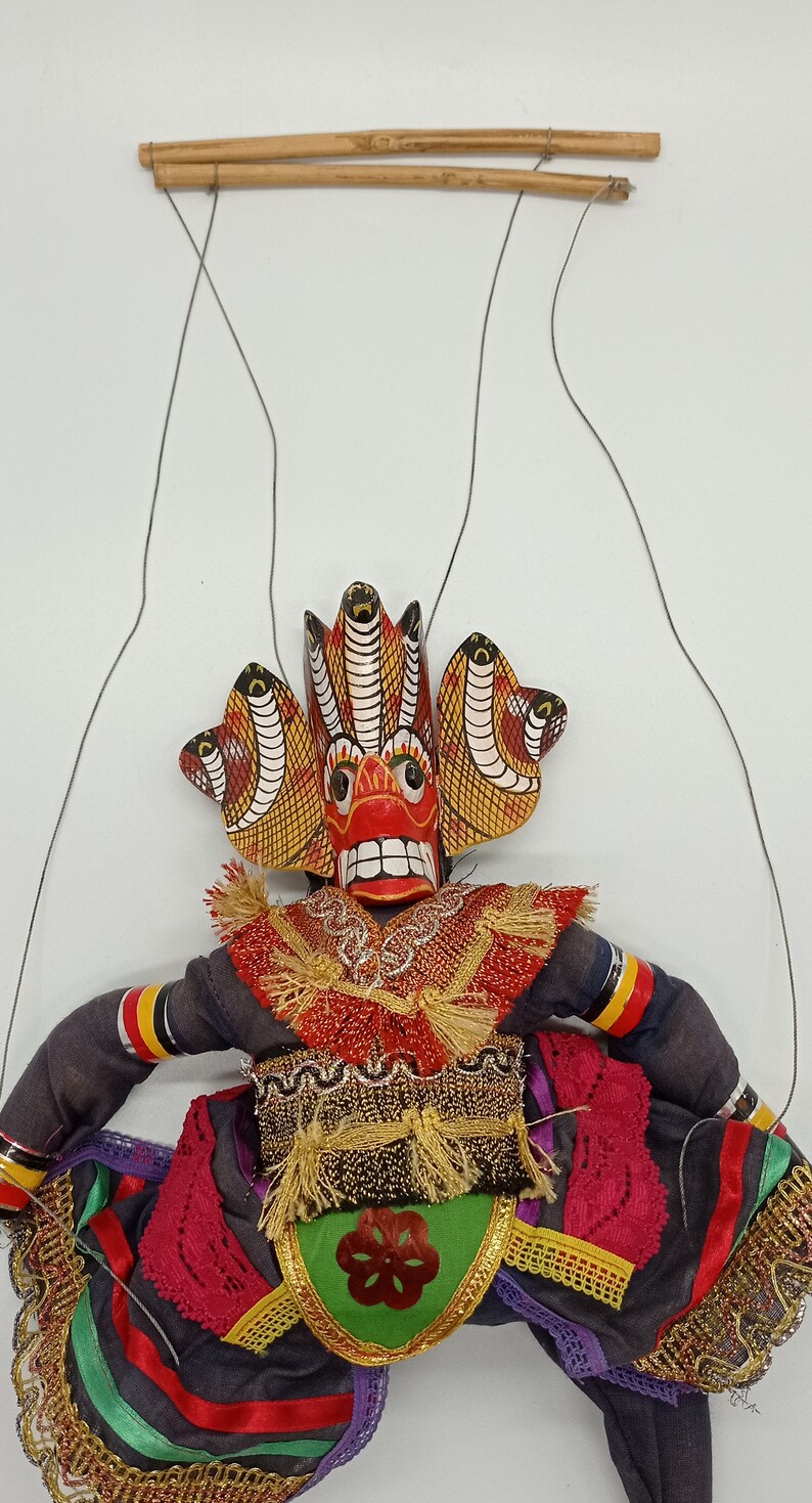 Vintage Kandyan Devil Dancer Puppet, Wooden Theatre Doll From Sri Lanka ...