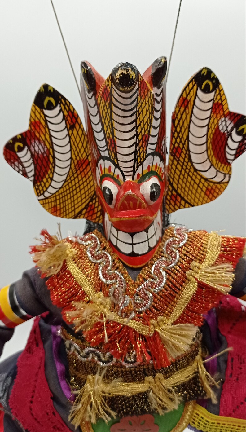 Vintage Kandyan Devil Dancer Puppet, Wooden Theatre Doll From Sri Lanka ...
