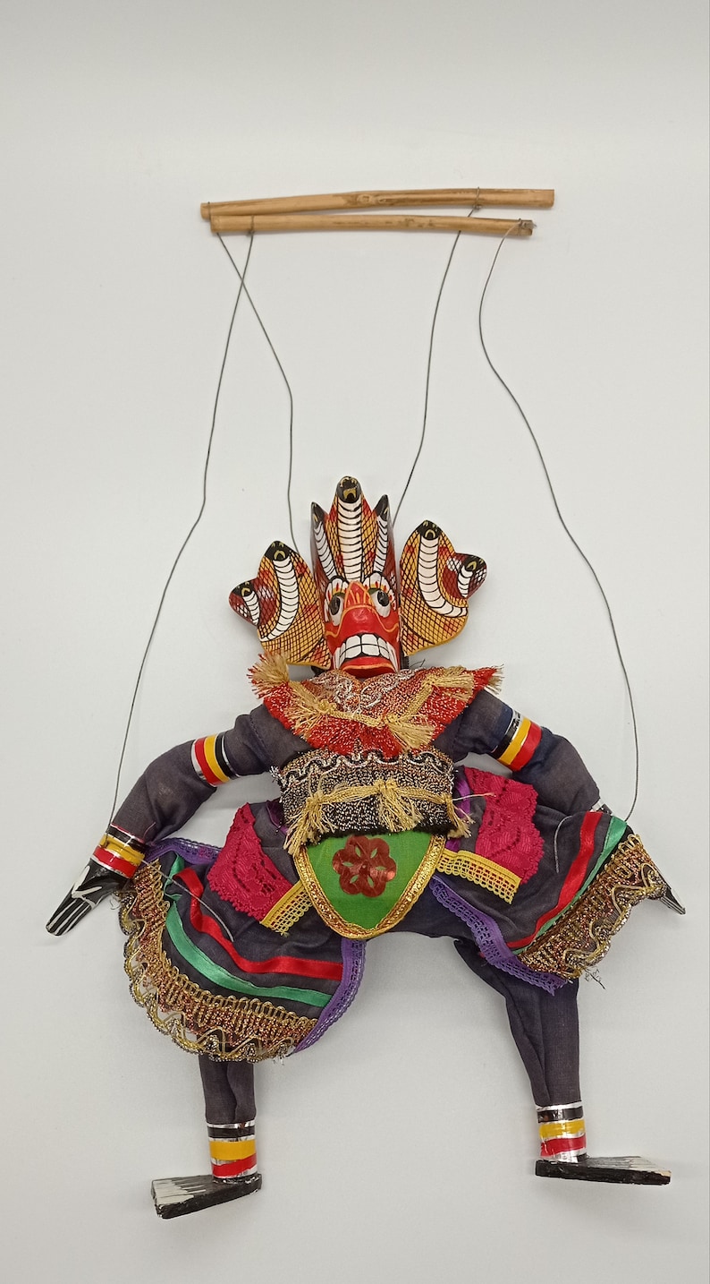 Vintage Kandyan Devil Dancer Puppet, Wooden Theatre Doll From Sri Lanka ...