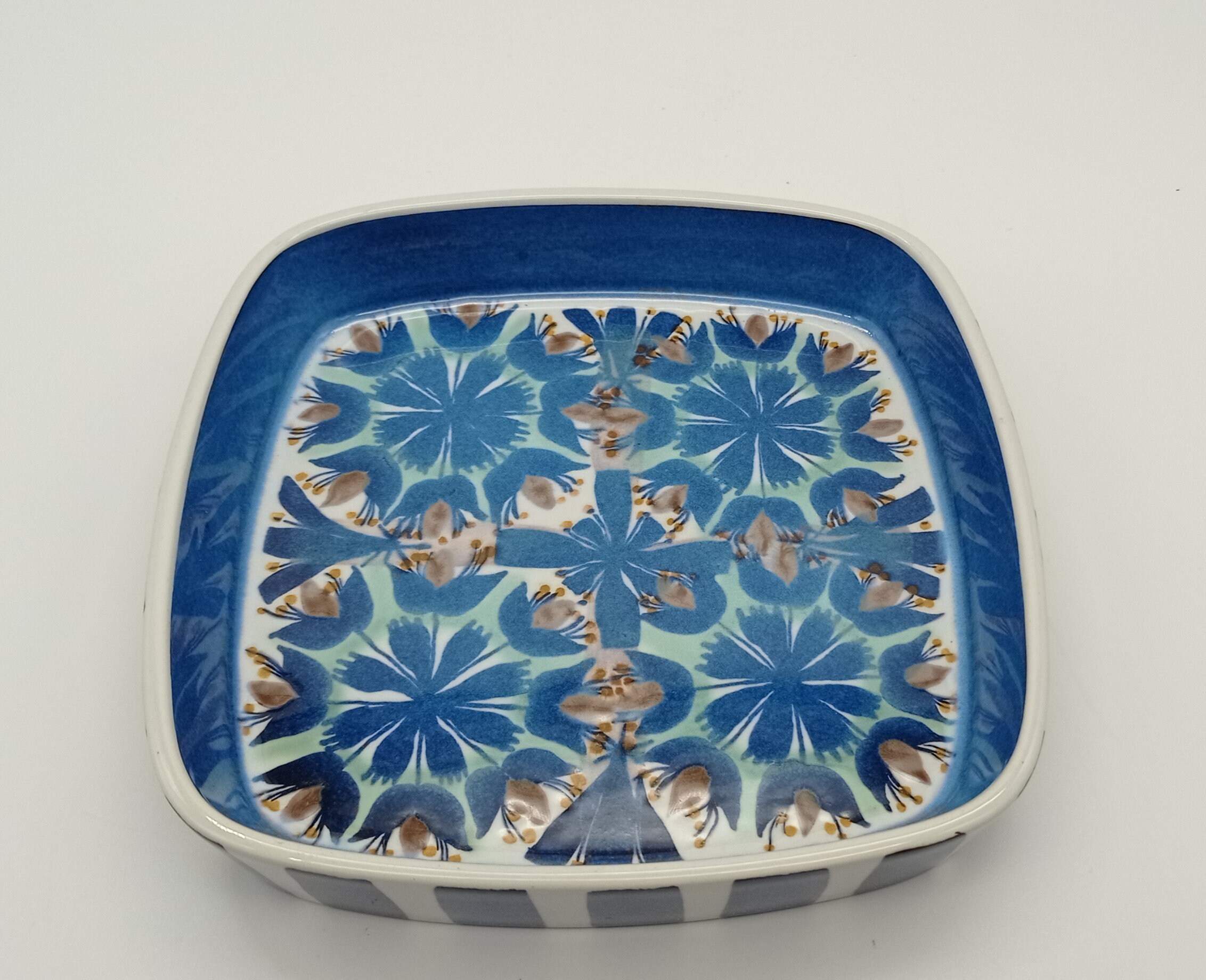 Vintage Royal Copenhagen Ceramic Plate, Multicoloured Square Dish ...