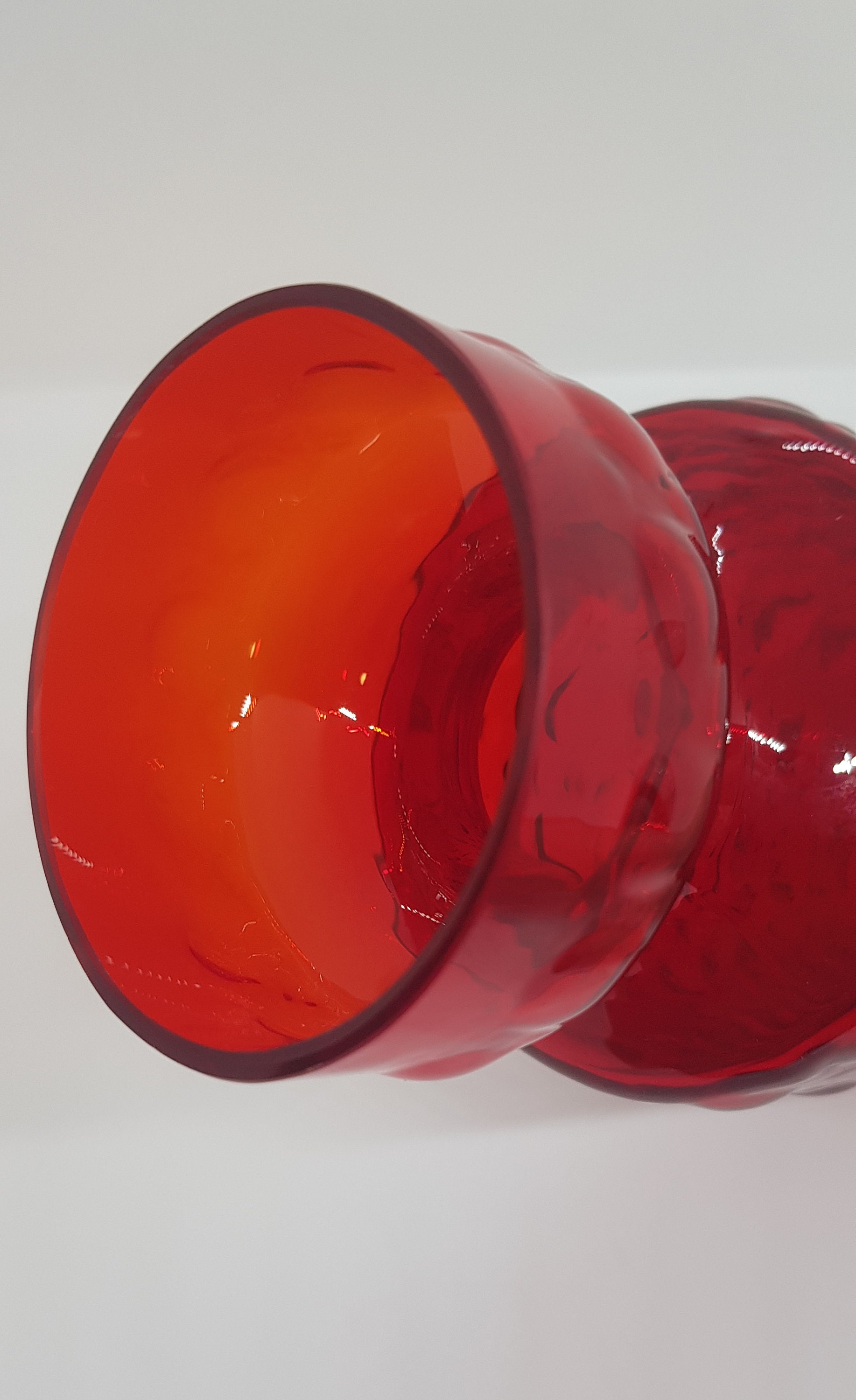 Vintage Red Mid Century Bubble Glass Vase Hobnail Burgundy - Etsy