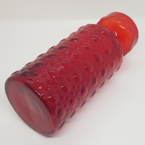 Vintage Red Mid Century Bubble Glass Vase, Hobnail Burgundy Red German ...