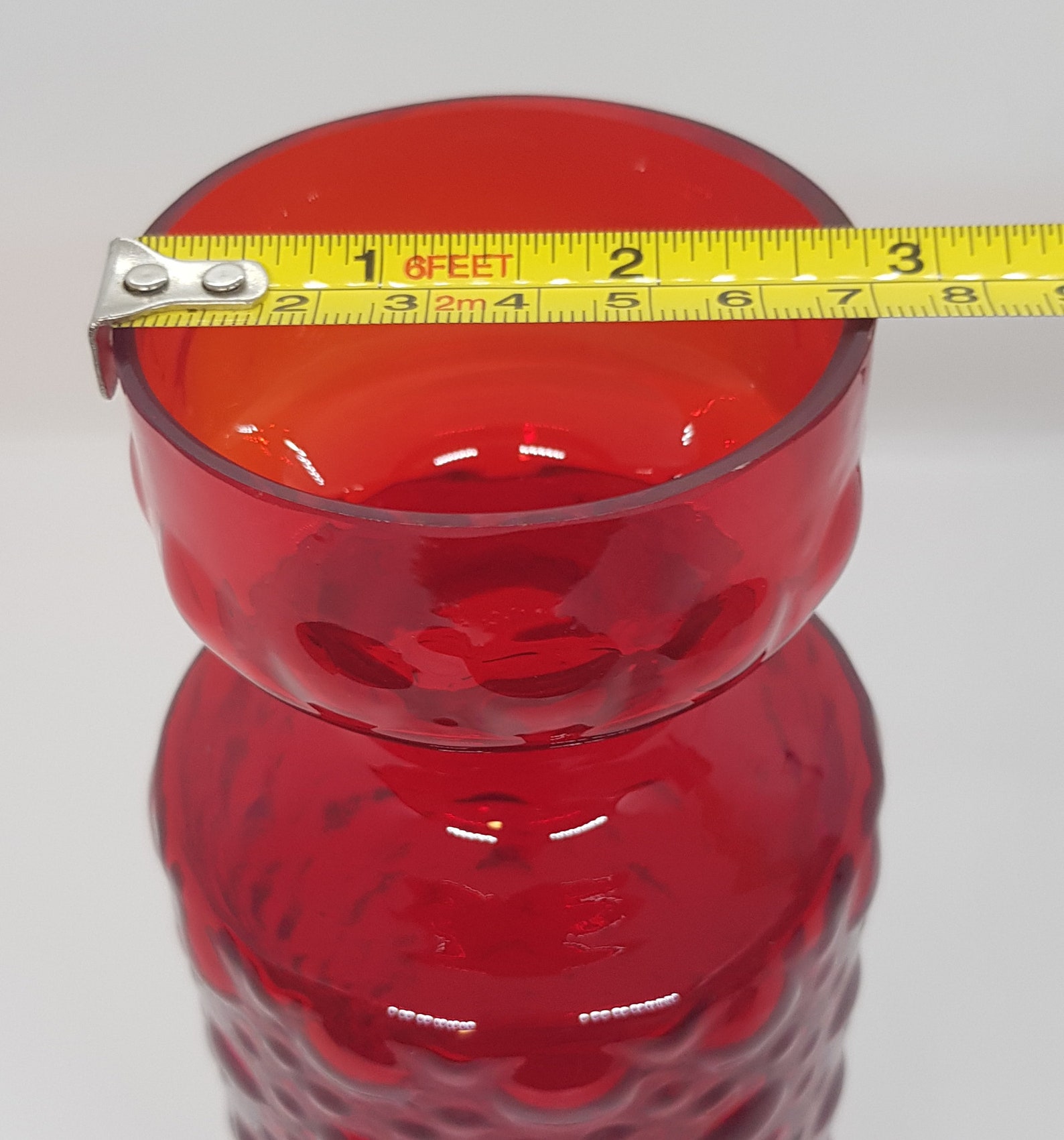 Vintage Red Mid Century Bubble Glass Vase, Hobnail Burgundy Red German ...