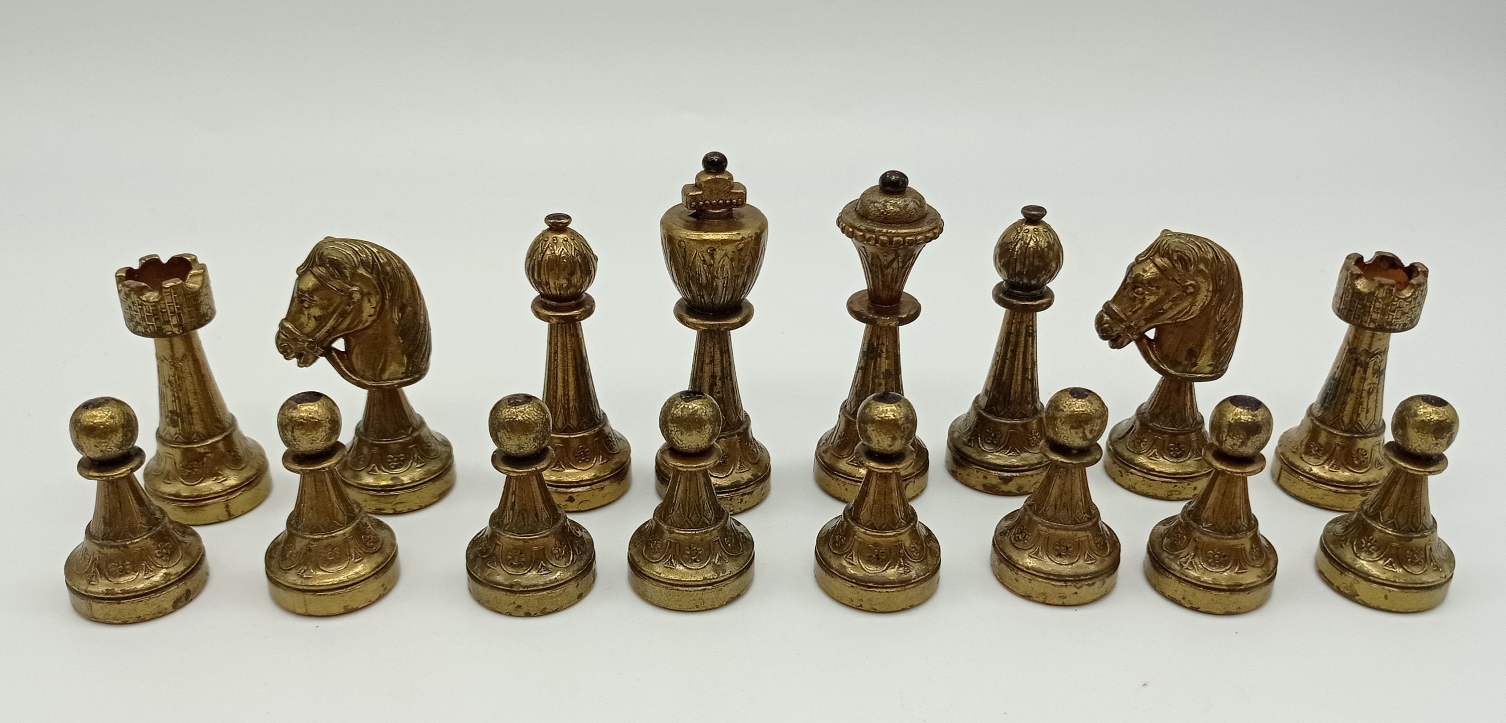 Vintage Brass and Nickel Chess Set, Finnesburg Series Chessmen, Classic ...