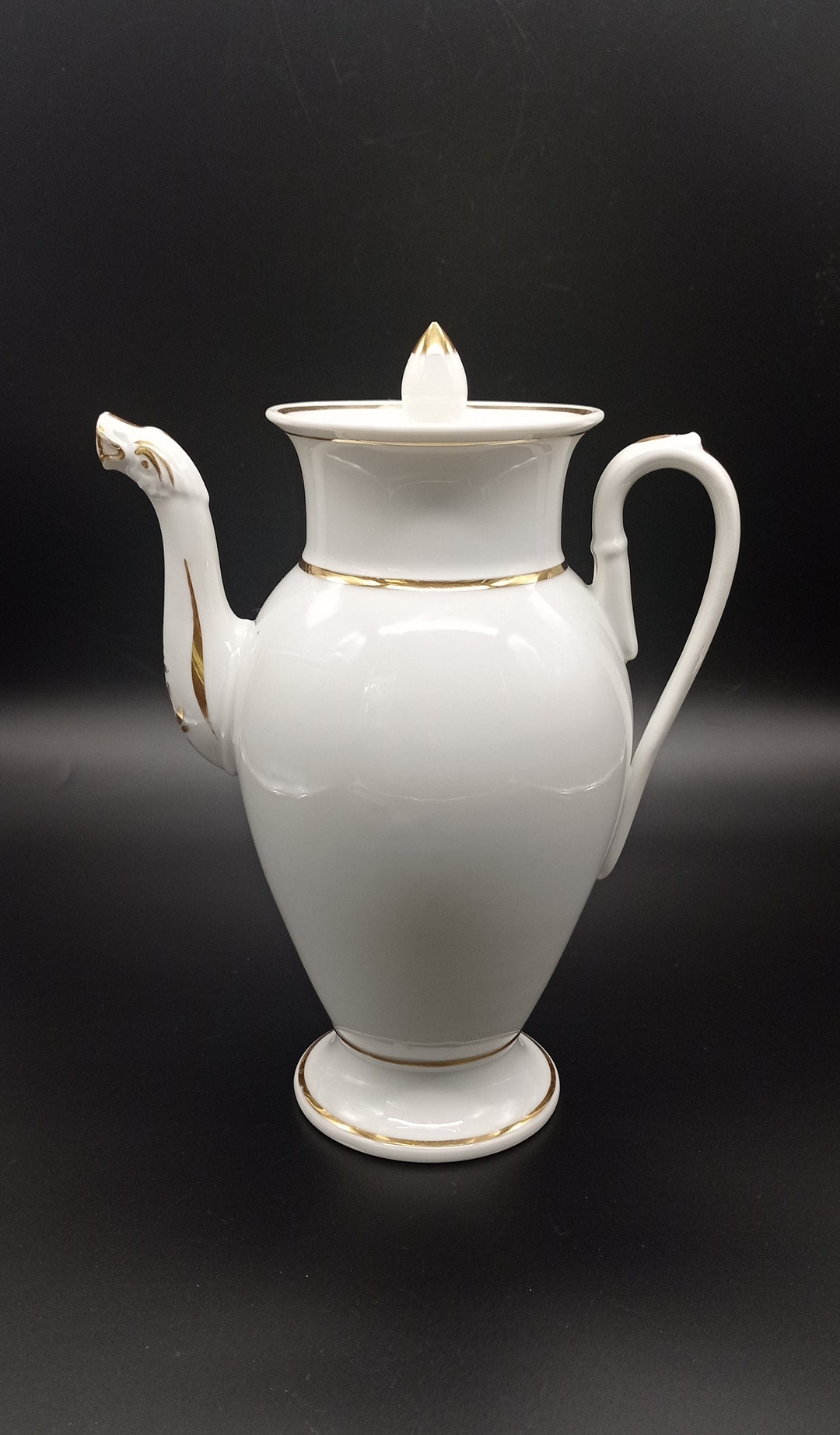 Antique White Porcelain Coffee Pot, Vintage French Tea Serving Pot ...