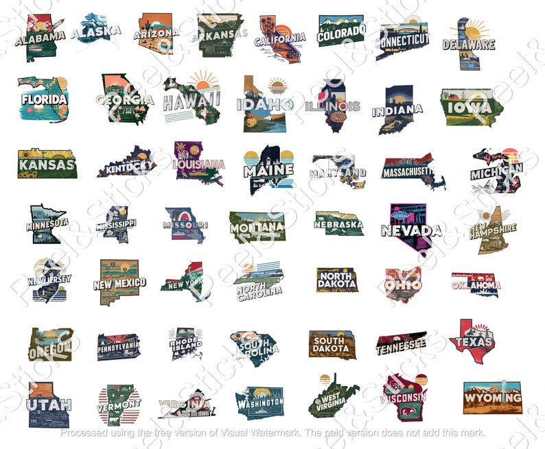 United States Vintage State Map Sticker for Laptops and Travel Use - Etsy