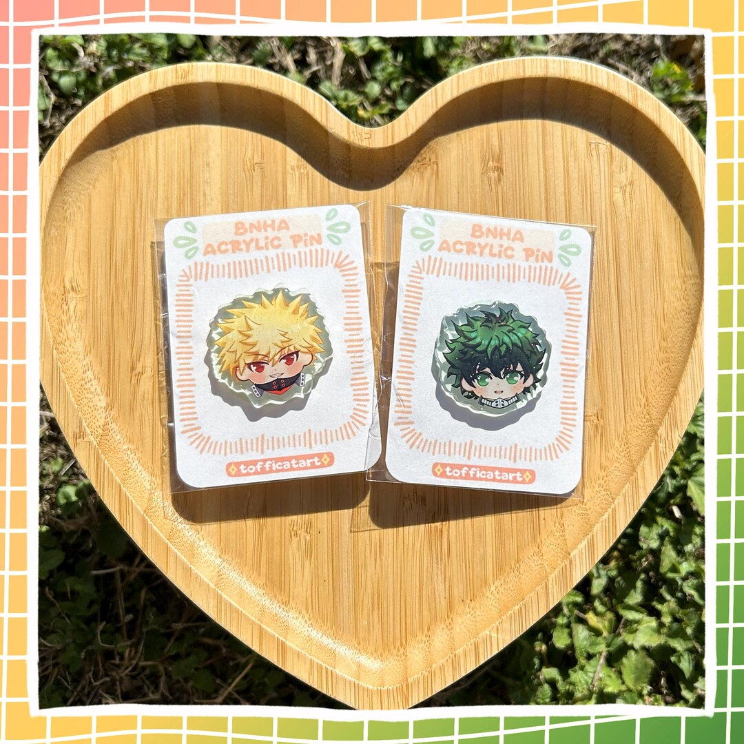 Bkdk Hero Anime Inspired Chibi Glitter Resin Acrylic Pins! - Etsy