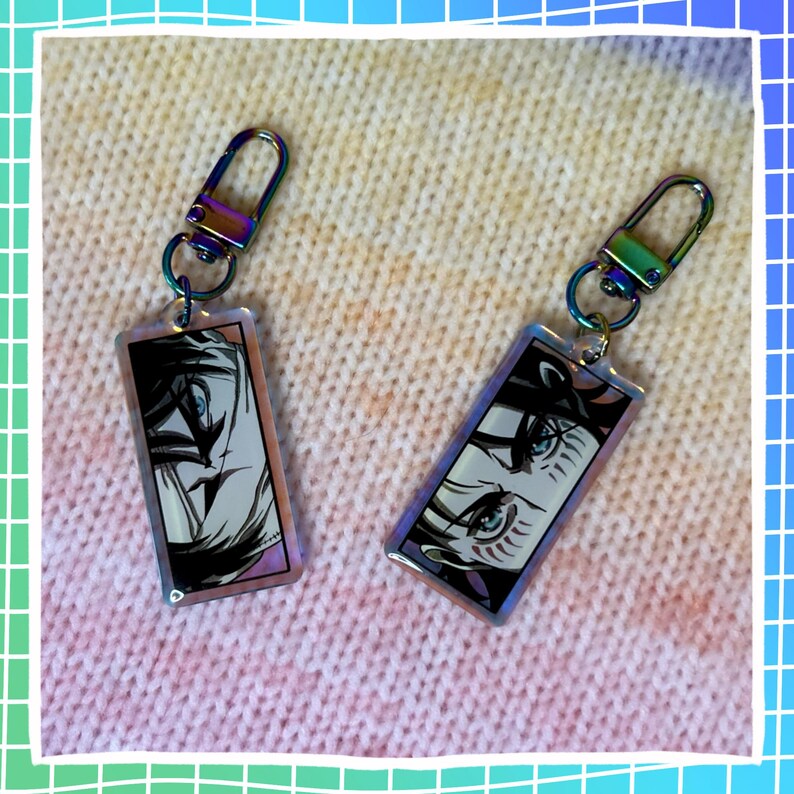 Attack on Titan Levi and Eren Eye Iridescent Keychains | Season 4 ...
