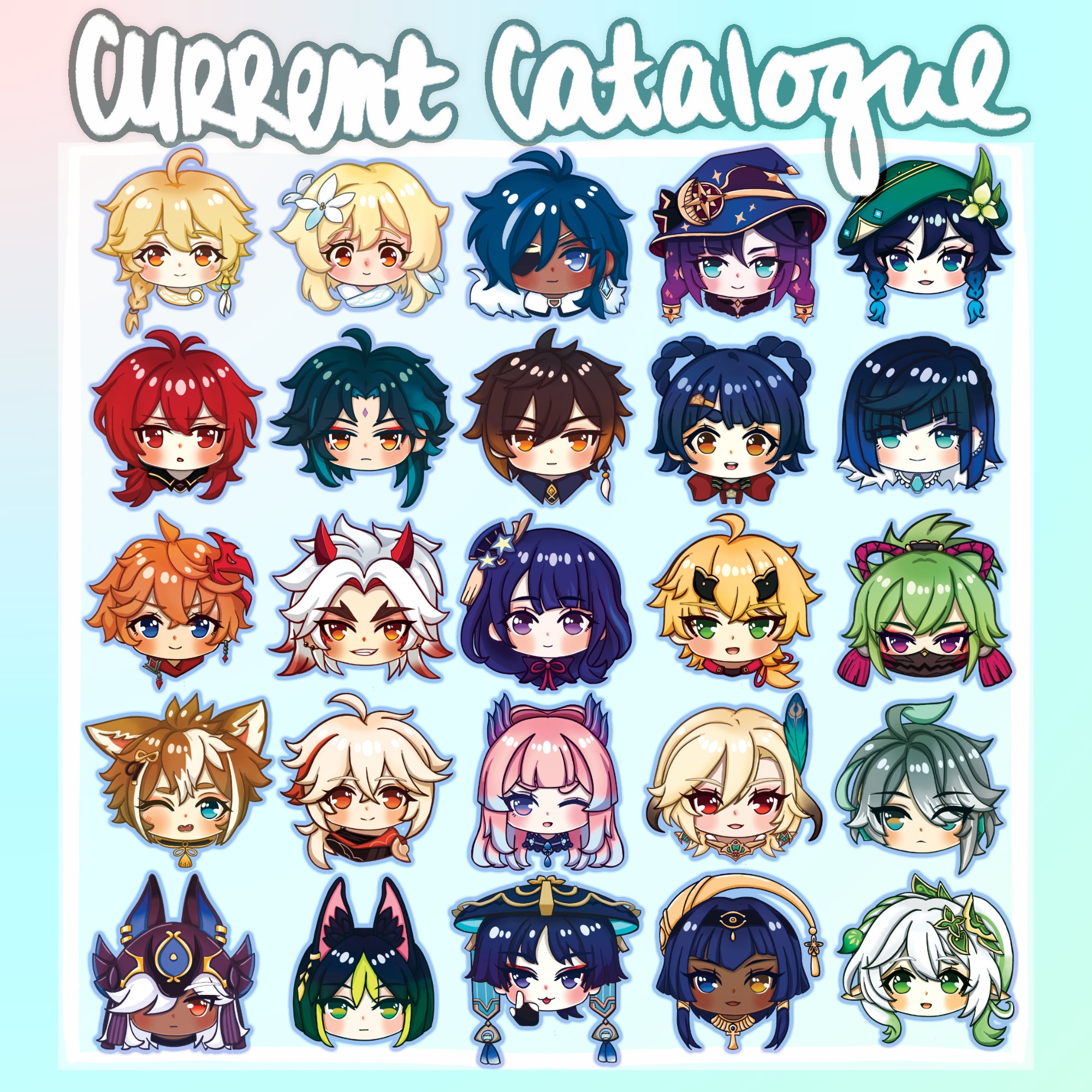 3 Genshin Impact Chibi Stickers Holographic Water Resistant Hand Drawn ...