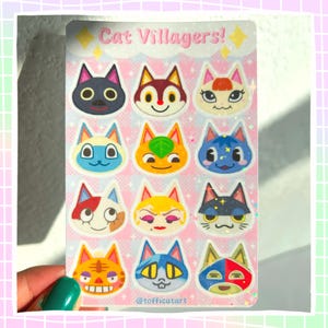 ACNH Cat Villager Holographic and Water Resistant Sticker Sheets! | All ...