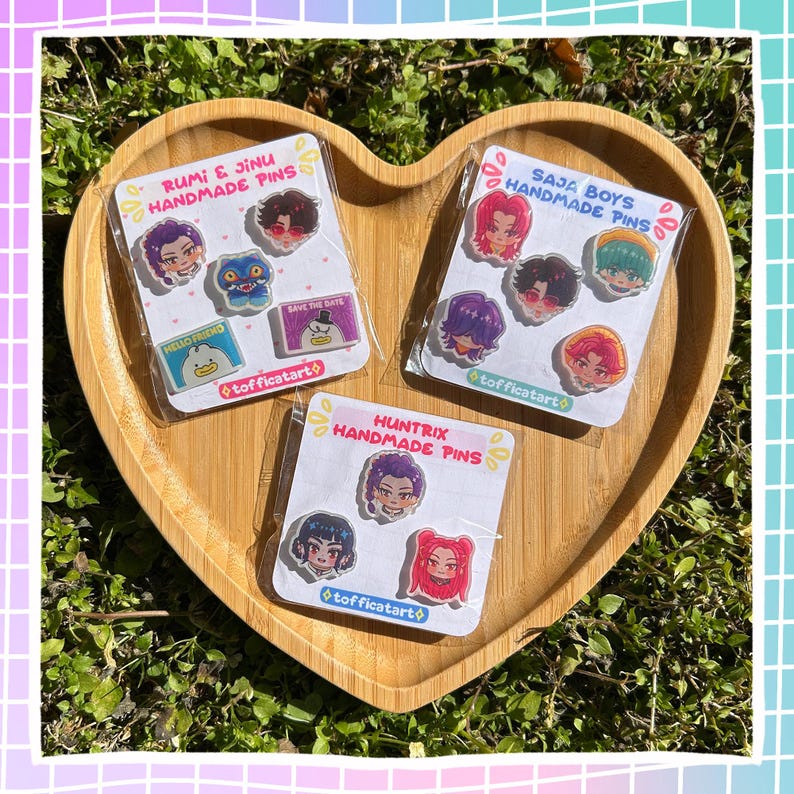 Kpop Demon Hunters Chibis! Rumi and Jinu! Huntrix Pins! Saja Boys Pins ...
