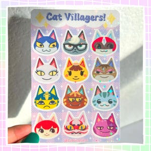 ACNH Cat Villager Holographic and Water Resistant Sticker Sheets! | All ...