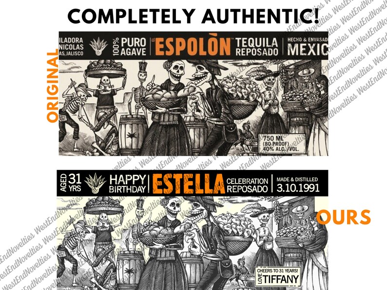 AUTHENTIC Birthday Espolon Reposado 750ml Custom Bottle Label - Etsy