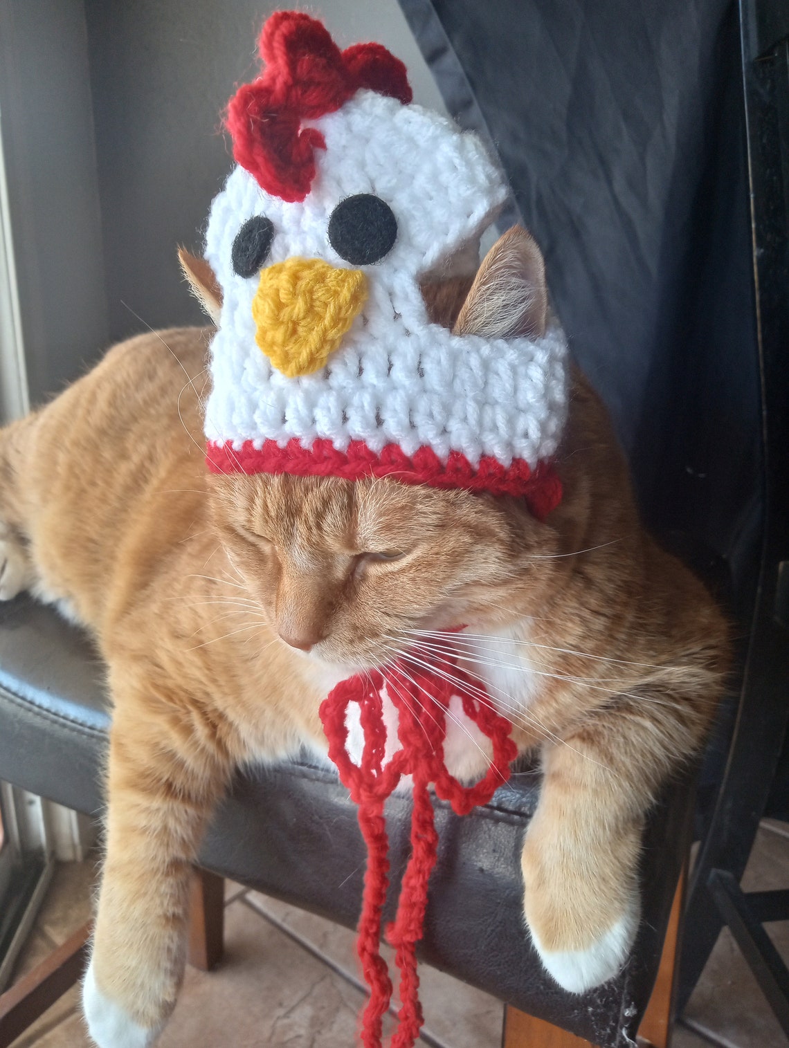 Chicken Hat for Cats and Dogs, Crochet Chicken Hats for Pets, Funny ...