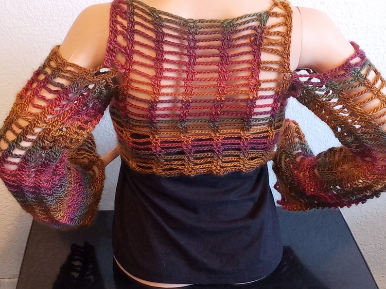 Crochet Bell Sleeved Mesh Shrug/ Crop Top/ Grunge Look / Alternative ...