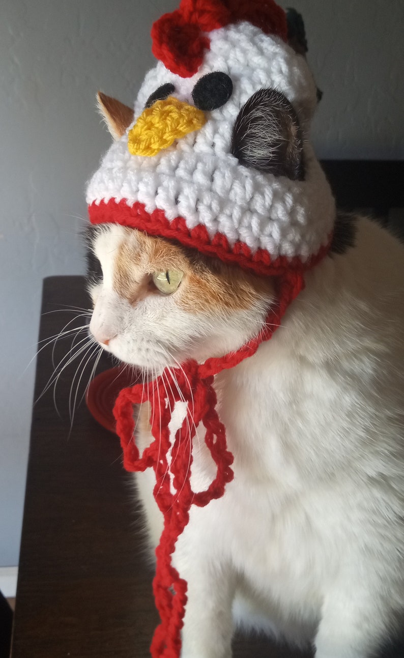Chicken Hat for Cats and Dogs, Crochet Chicken Hats for Pets, Funny ...