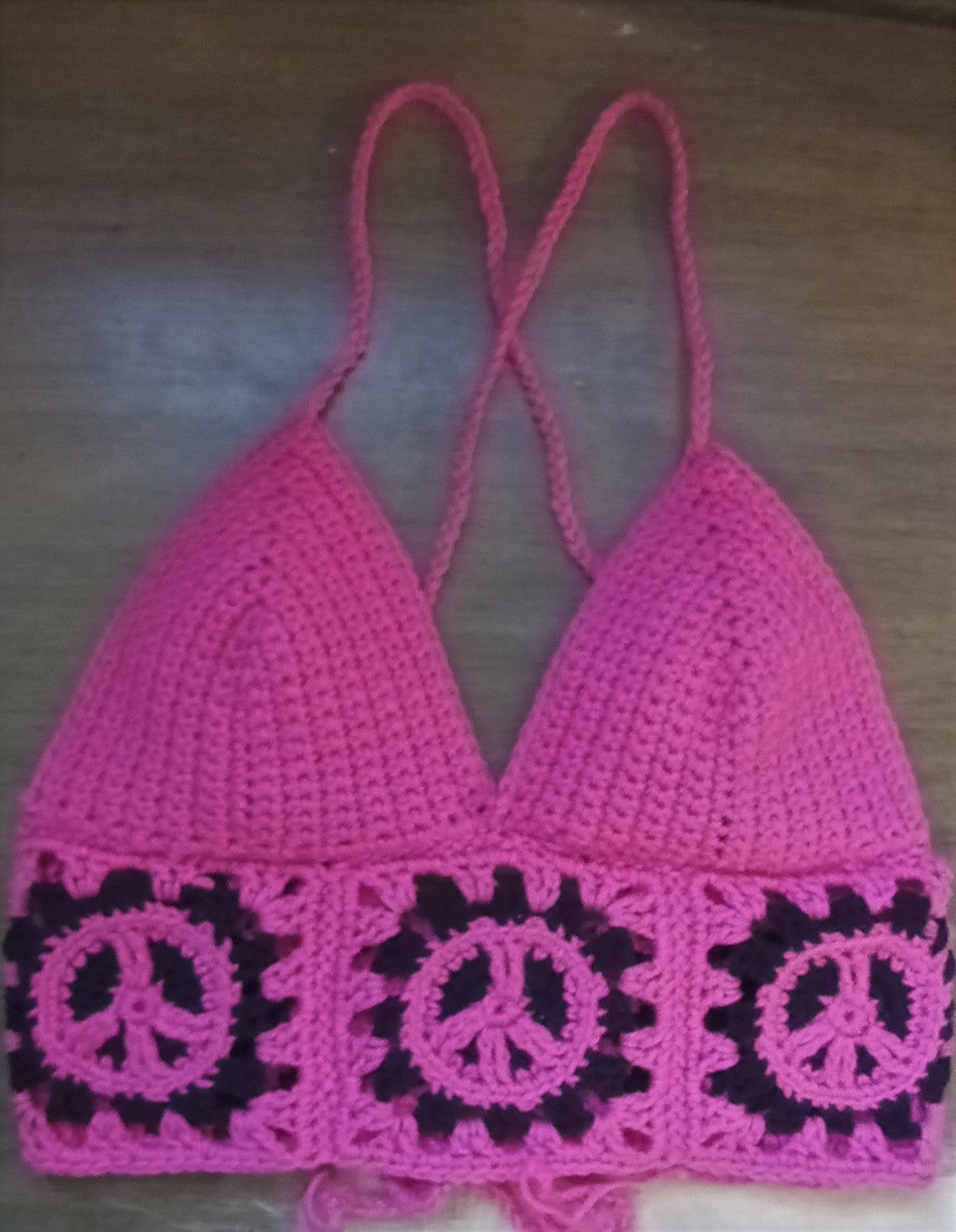 Crocheted Crop Top With Peace Signs/ Festive - Etsy
