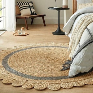 Hand-braided Natural Round Jute Rug | Custom Size Jute Round Rug, Beige ...