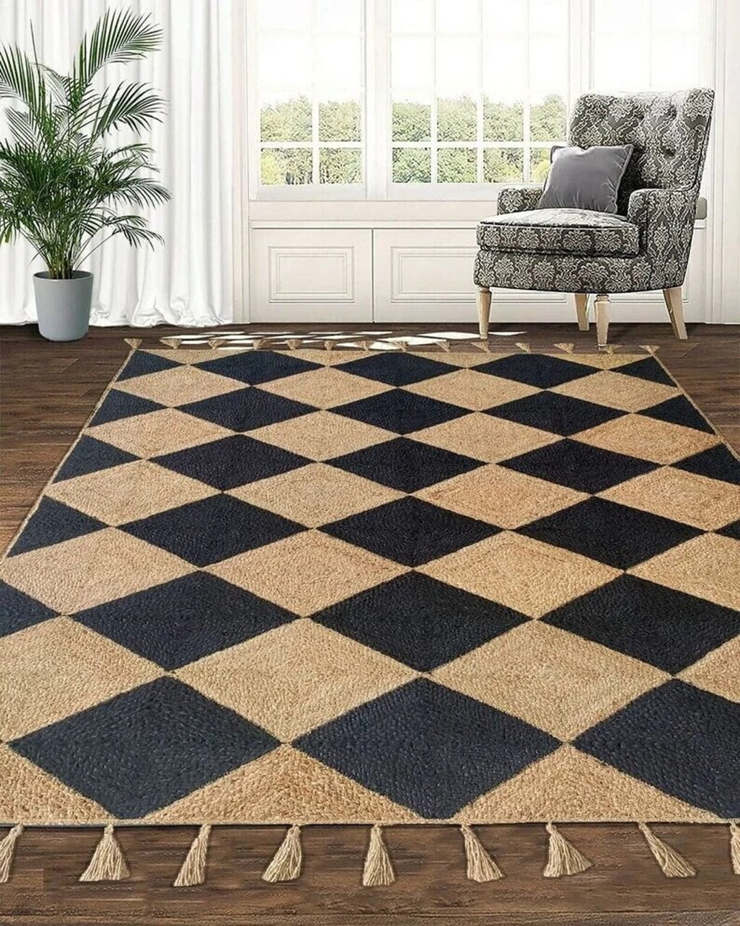 Natural Jute Runner Rug Braided Jute Rug, Bohemian Jute Rug, Large Area ...