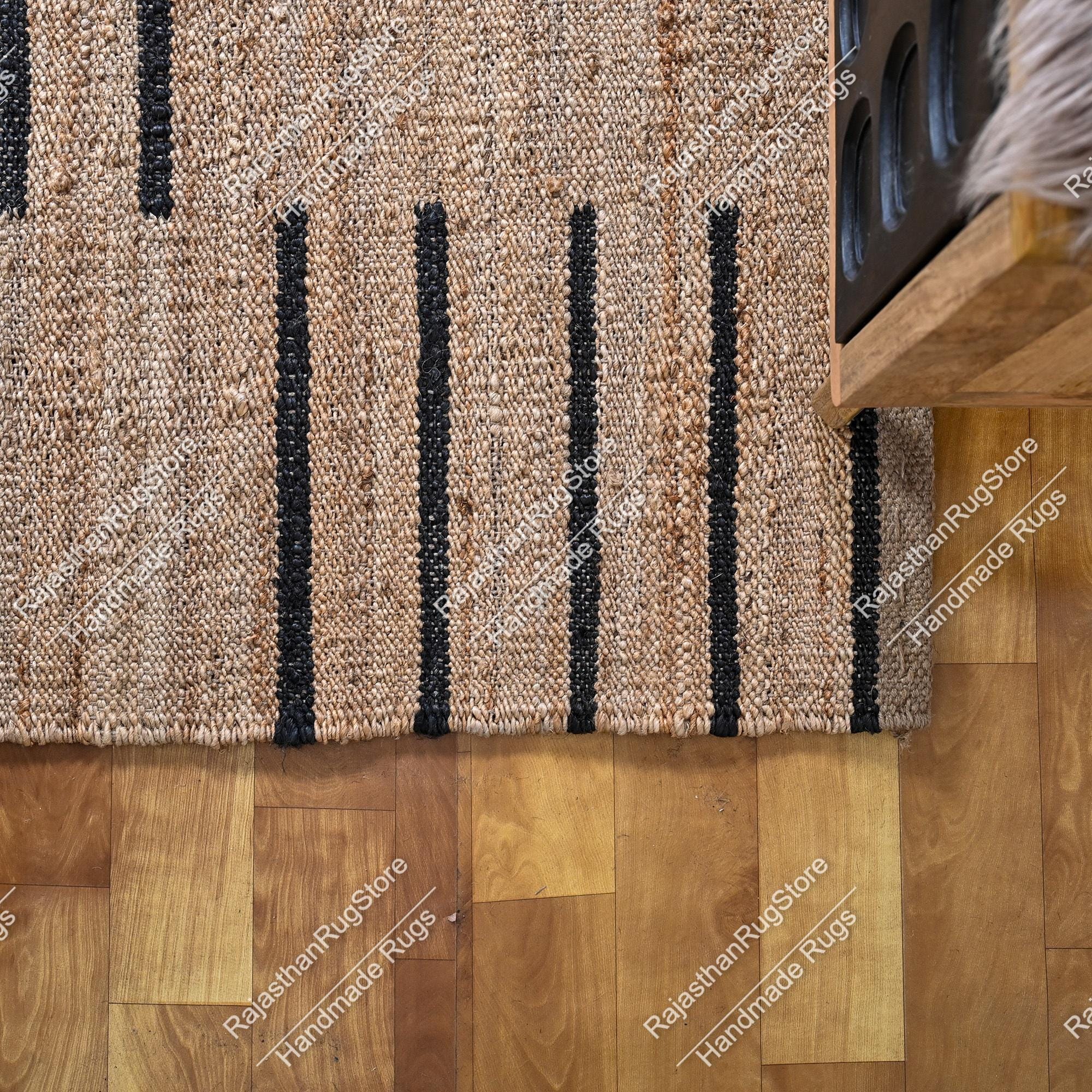 6x9,8x10ft Black and Natural Hemp Jute Rungs-extra Large Jute Rugs Jute ...
