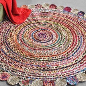 Hand Braided Chindi Cotton Scalloped Runners Area Rug, Handmade Jute ...