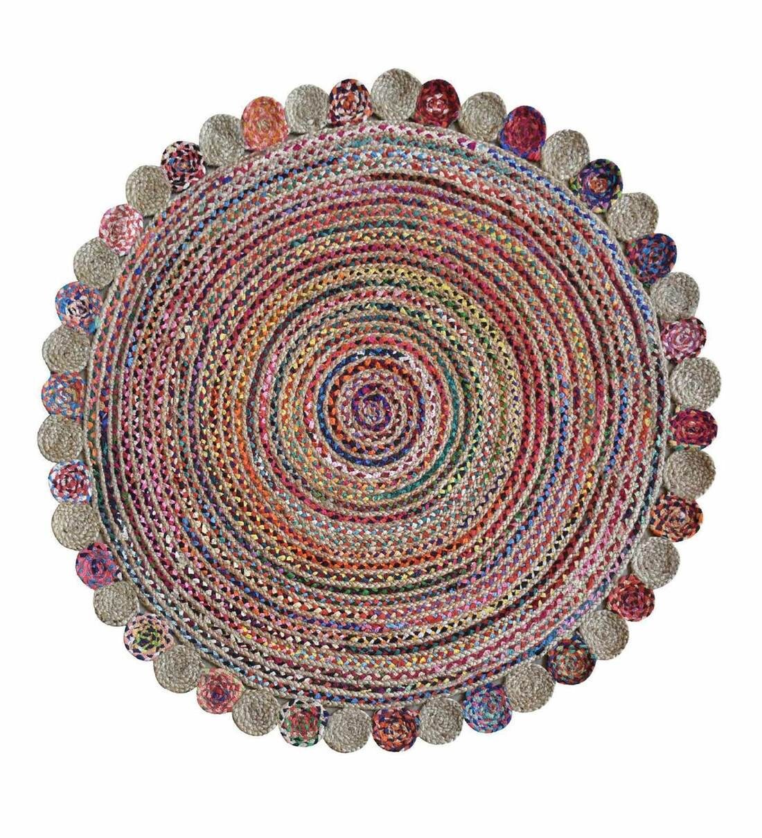 Hand Braided Chindi Cotton Scalloped Runners Area Rug, Handmade Jute ...