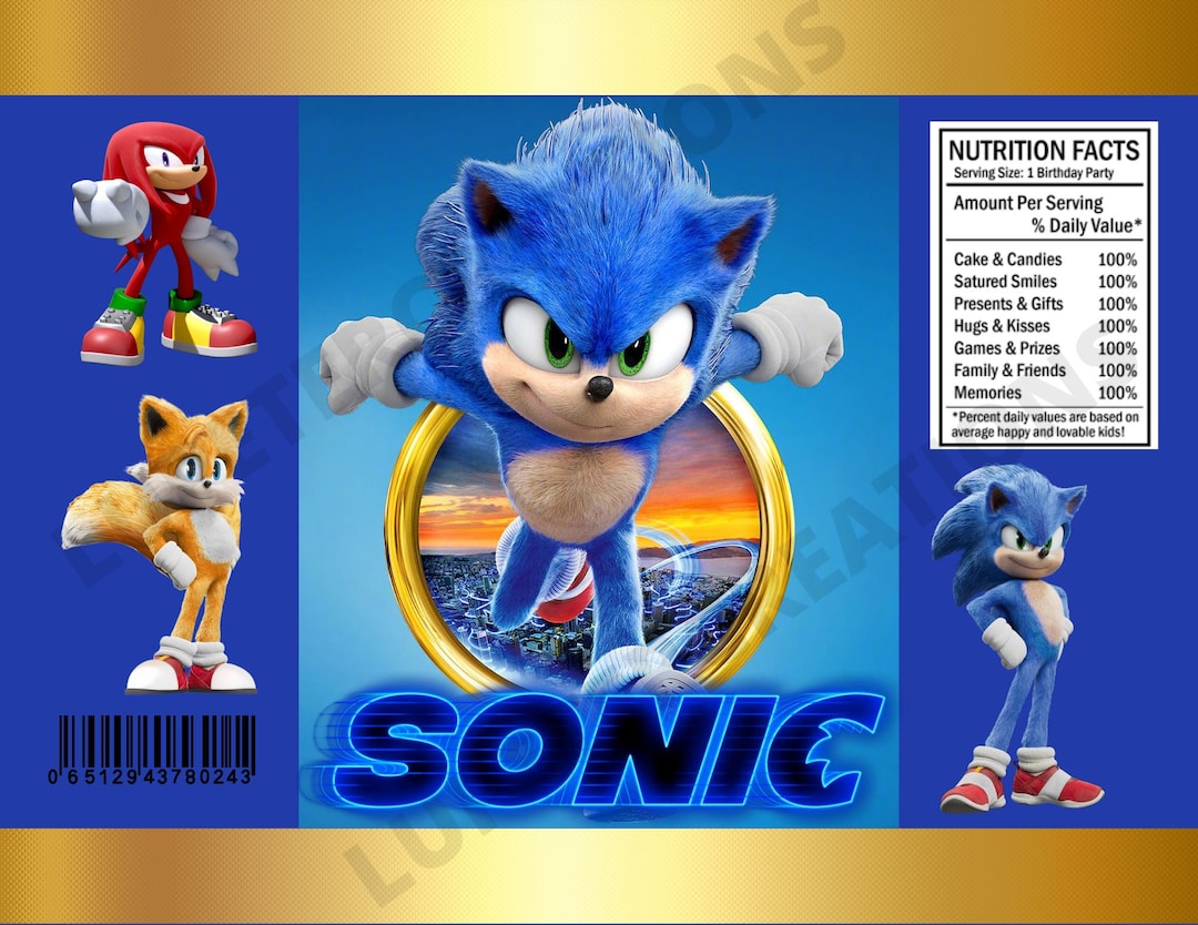 Sonic Chip Label Png Download Sonic Fan Sonic Party Kids - Etsy Canada