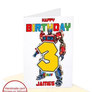 Personalised Transformers Birthday Card, Optimus Prime, 5 X 7,rescue ...