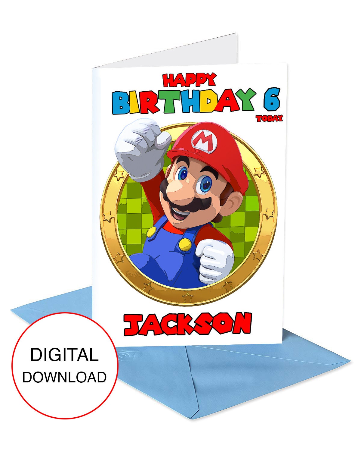 Personalized SUPER MARIO Birthday Card, Nephew, Any Age, Boys Card ...