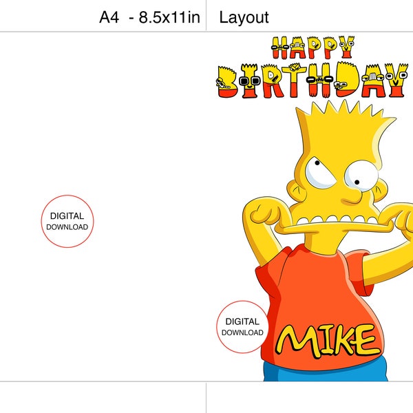 Bart Simpson Birthday Card - Etsy
