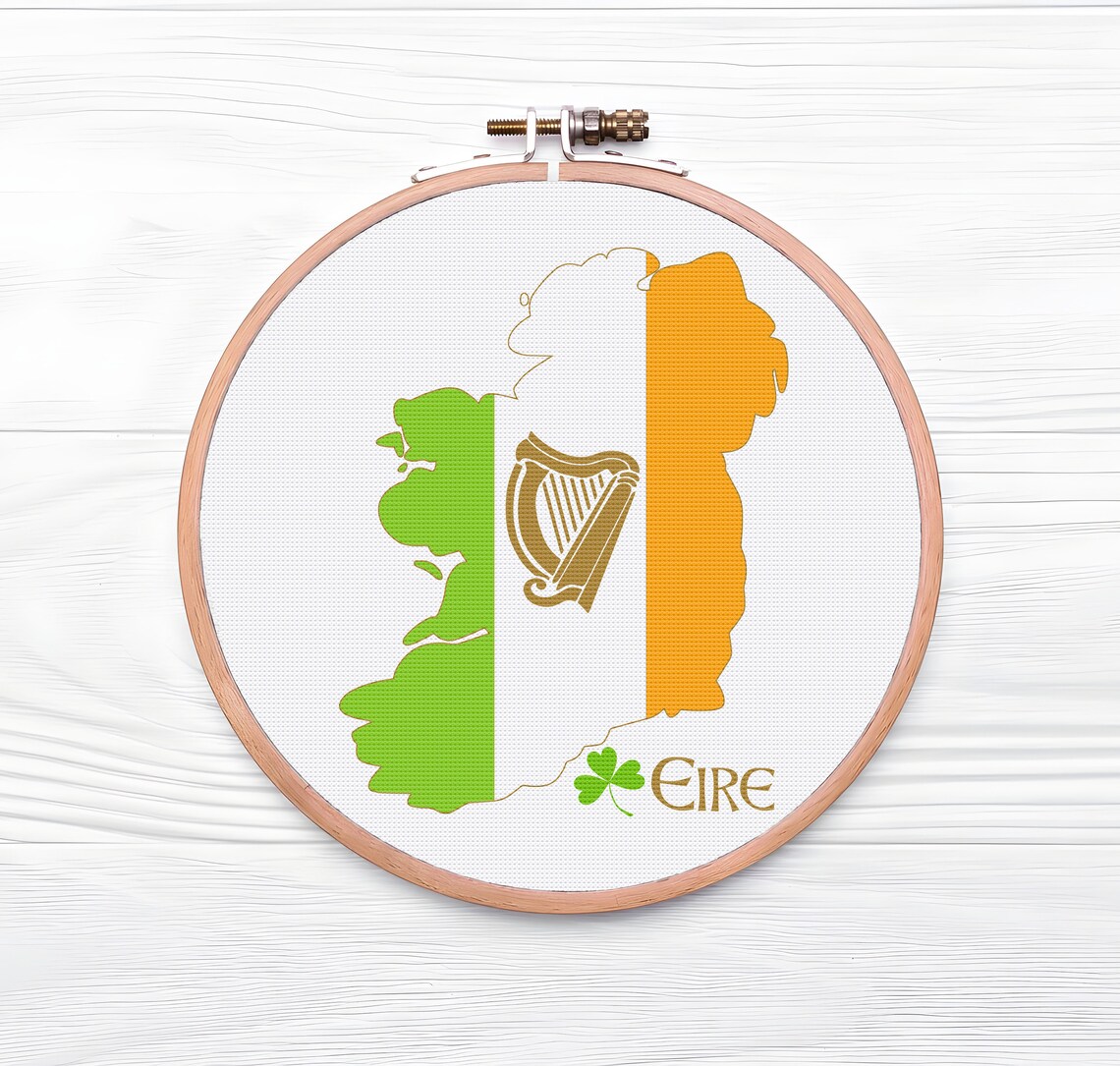 Ireland Modern Cross Stitch Pattern Ireland Mapirish - Etsy